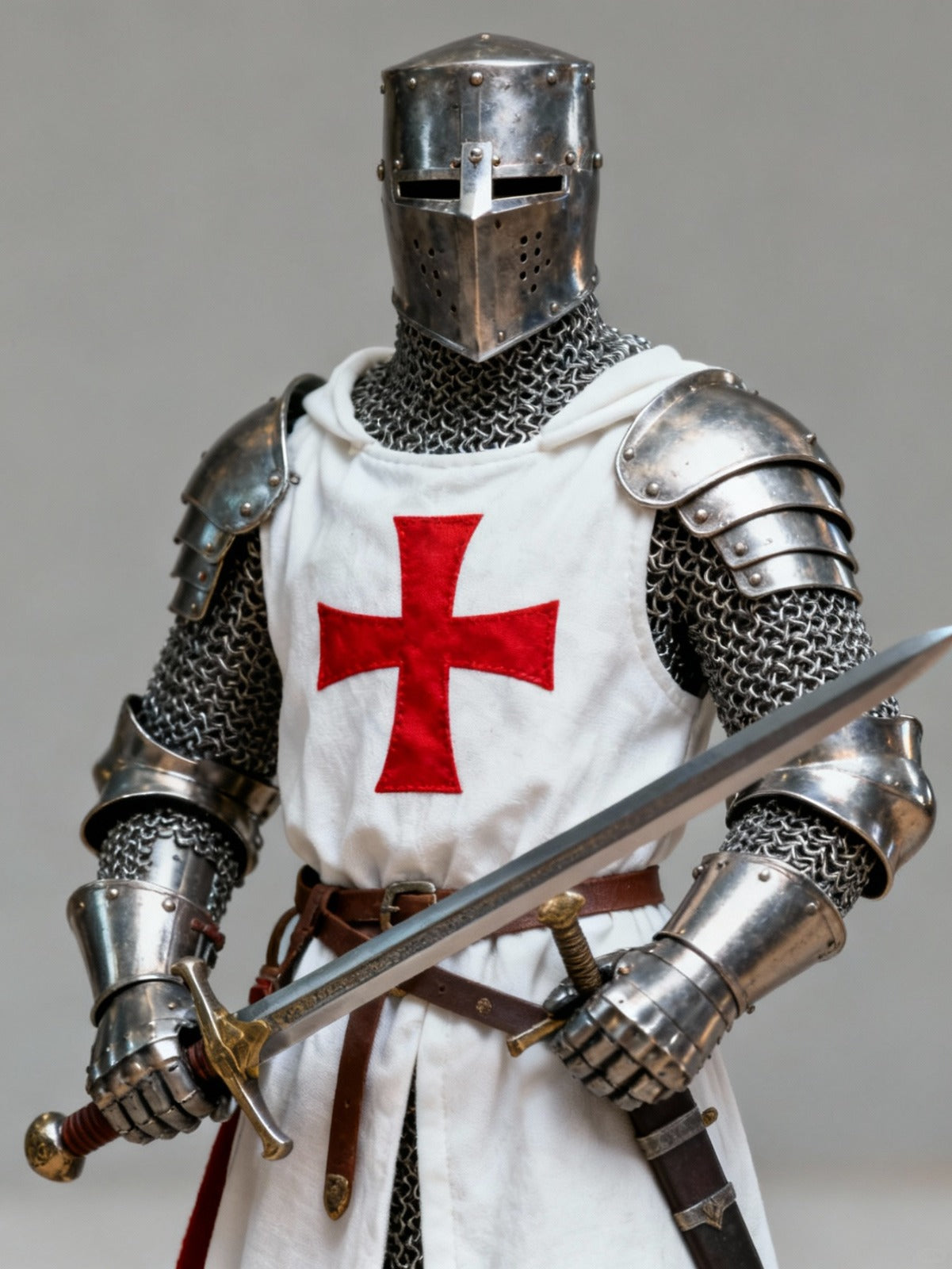 Medieval Crusader Knight Armor Suit with Sword & Helmet – Full Battle ...